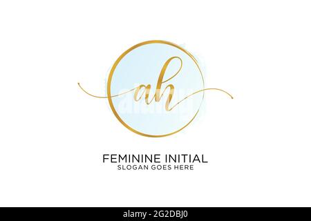 AH handwriting logo with circle template vector logo of initial wedding ...