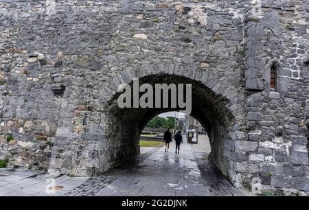 The Spanish Arch section of Galway City, Ireland. A medieval building ...
