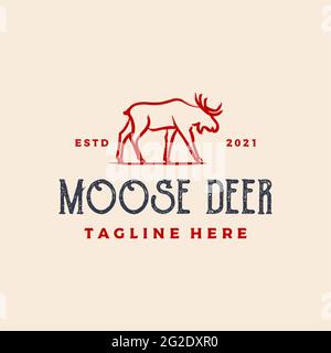 Moose Deer dry ink brush logo vector icon illustration design Stock ...