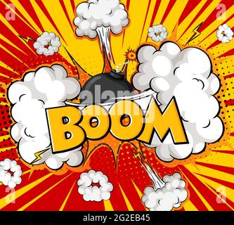 BOOM wording comic speech bubble on burst illustration Stock Vector ...