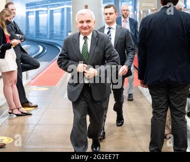 U.S. Senator Jack Reed (D-RI) speaking with U.S. Senator Tim Kaine (D ...