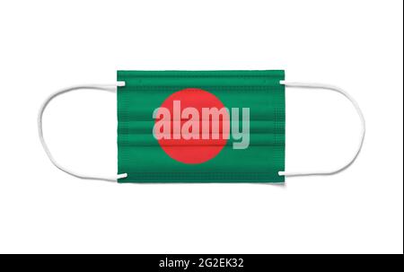 Flag of Bangladesh on a disposable surgical mask. White background ...