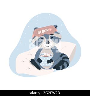 Cute raccoon in flat style illustration Stock Vector Image & Art - Alamy