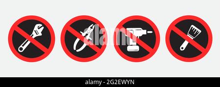 No drill sign. Drilling is prohibited in this place. Safety signs and ...