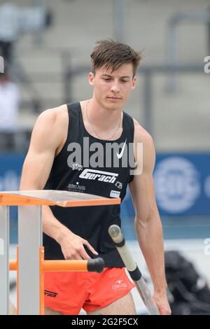 Winner Oleg ZERNIKEL (ASV Landau), action, pole vault; 1st place, pole ...