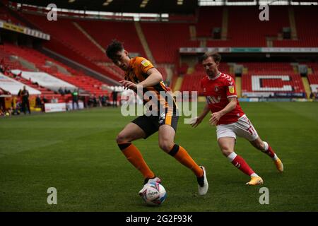 Jacob Greaves #4 of Hull City during the Sky Bet Championship match ...