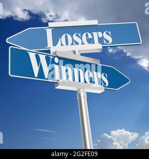 WINNERS road sign isolated on white Stock Photo - Alamy
