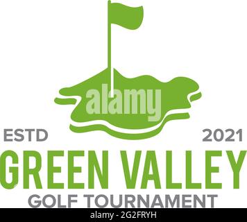 Golf ball on green hill of golf court with light blurred bokeh ...