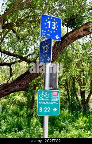 Iron Curtain Trail cycle path along the former Iron Curtain, Dobra Voda ...