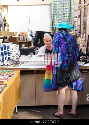 A Hat Stall In Old Spitalfields Sunday Market, London, England Stock ...