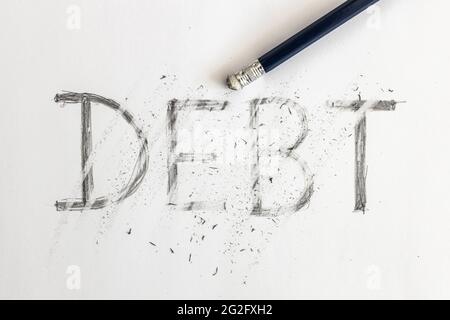 concept of erasing debt, with a white pencil to allow personalised ...
