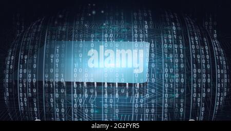 Composition of binary coding over computer circuit board Stock Photo ...