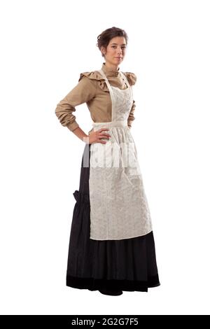 Young caucasian woman wearing apron thinking looking tired and bored ...