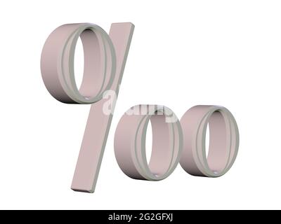 Symbol for per thousand, 3D illustration, against white background ...