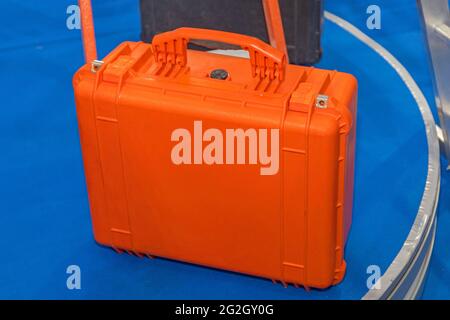 Big Orange Plastic Protective Strong Case for Equipment Stock Photo - Alamy