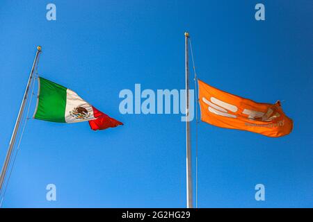 Government flag of the state of Sonora, flag of Mexico and flag with ...
