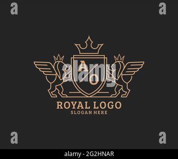 AO Letter Royal Luxury Logo template in vector art for luxurious branding projects and other ...
