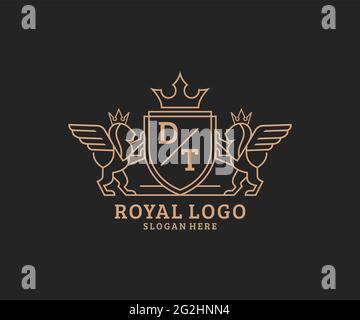 DT Letter Lion Royal Luxury Heraldic,Crest Logo template in vector art ...