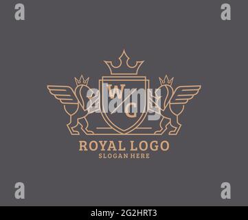 WC Letter Lion Royal Luxury Logo template in vector art for Restaurant ...