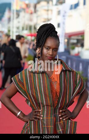 Fatou N'Diaye attending the red carpet as part of the 35th Cabourg Film ...