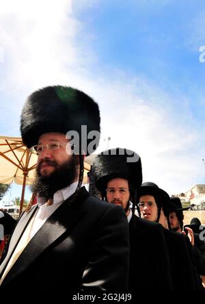 Hassidic Jewish men wearing traditional clothing including the ...