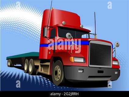 Vector 3d illustration of red truck on the road. Lorry Stock Vector ...