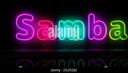 Samba symbol neon symbol. Light color bulbs with Brazil Rio de Janeiro ...