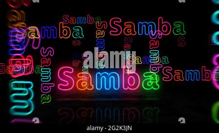 Samba symbol neon symbol. Light color bulbs with Brazil Rio de Janeiro ...