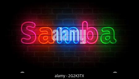 Samba symbol neon symbol. Light color bulbs with Brazil Rio de Janeiro ...