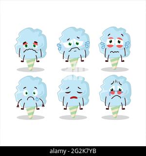 Cartoon character of cotton candy vanilla with sleepy expression ...