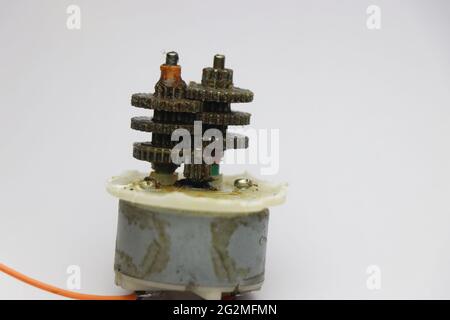 Parts of a dc motor that was disassembled to have a look at all the ...