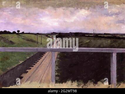Landscape with Railway Tracks 1872 by Gustave Caillebotte Stock Photo ...