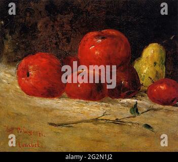 Gustave Courbet - Still Life with Apples Pear and Pomegranates Stock ...