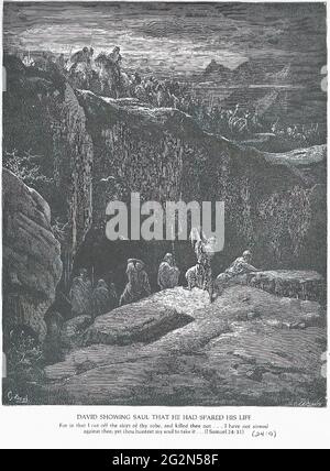 David Shows Saul How He Spared His Life by Gustave Dore Stock Photo - Alamy