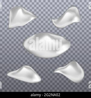 Realistic cream smears. Cosmetic cream toothpaste smear swatch, fluid ...