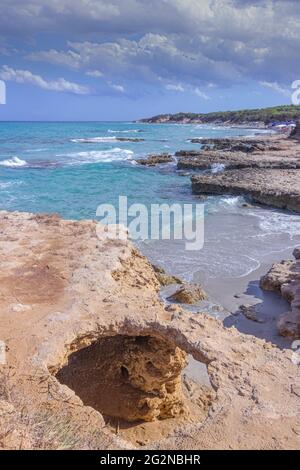 Typical coastline of Salento: view of Conca Specchiulla beach ( Apulia ...