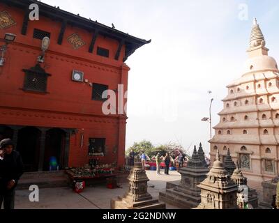Stupa chedi at Swayambhunath pagoda or Swayambu or Swoyambhu or Monkey ...