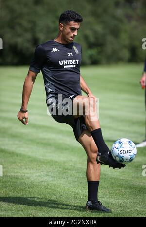 Charleroi's Stelios Andreou pictured in action during a training ...