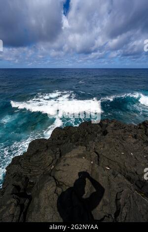 La Reunion island cliff coastline indian ocean and rocks Stock Photo ...