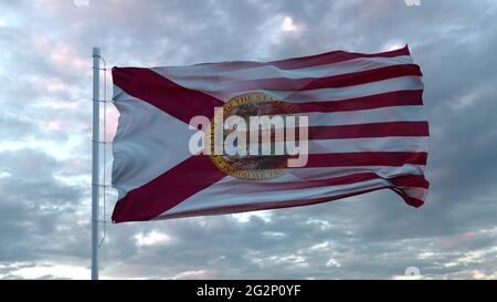Flag of USA and Florida state. USA and Florida Mixed Flag waving in ...