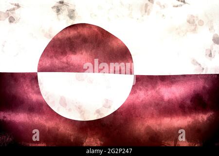 Greenland flag - realistic waving fabric flag Stock Photo - Alamy