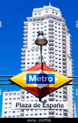 Plaza de España, a street sign on a whitewashed wall in Benalmadena ...