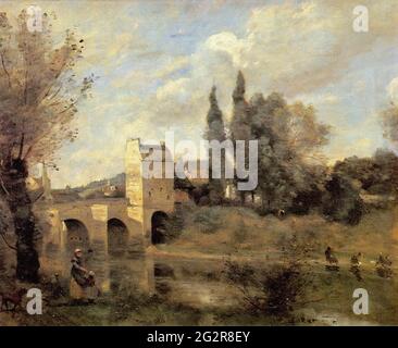 Jean-Baptiste-Camille Corot - The Bridge at Mantes Stock Photo - Alamy