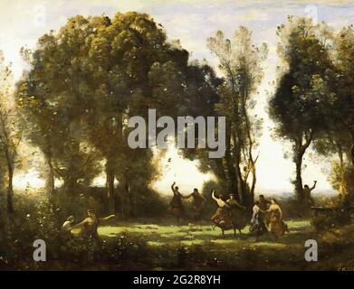 Jean-Baptiste-Camille Corot Dance under the Trees at the Edge of the ...