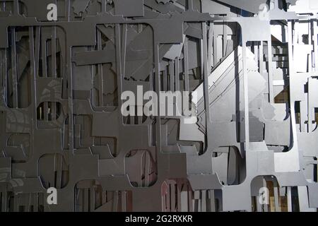 parts of the waste after processing on a laser cnc machine. scrap metal ...