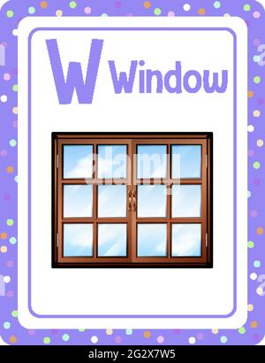 Alphabet flashcard with letter W for Window illustration Stock Vector ...