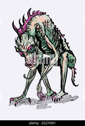 Chupacabra cryptid illustration Stock Photo - Alamy