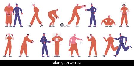 Prison Jail Convict Prisoner Inmates Guard Warden Stick Figure ...