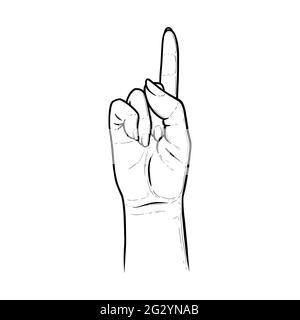 Raised index finger icon in black style isolated on white background ...
