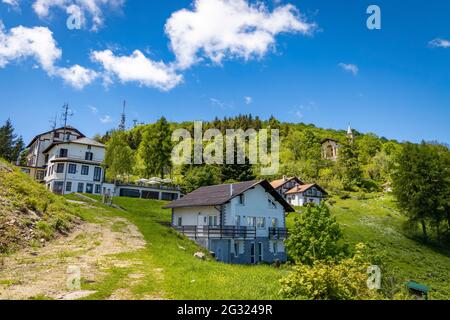 Church and houses at the Mount Mottarone over the Lago Maggiore in ...